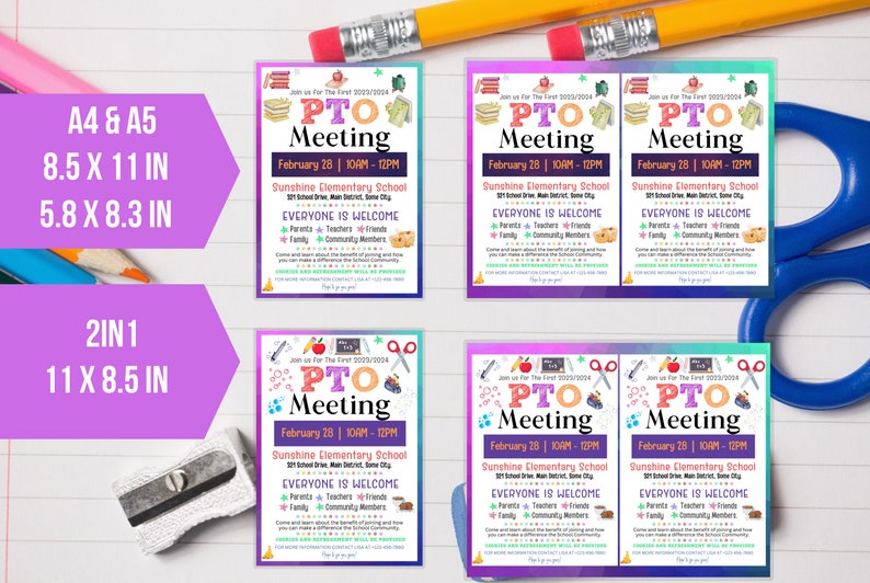 Editable PTO Flyer Bundle Printable School PTO Information - Etsy