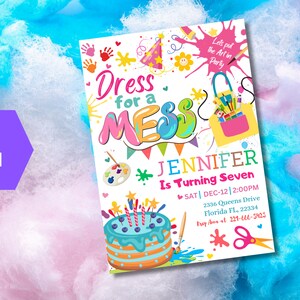 EDITABLE Birthday Invitation, Dress for A Mess Birthday Party Invite ...
