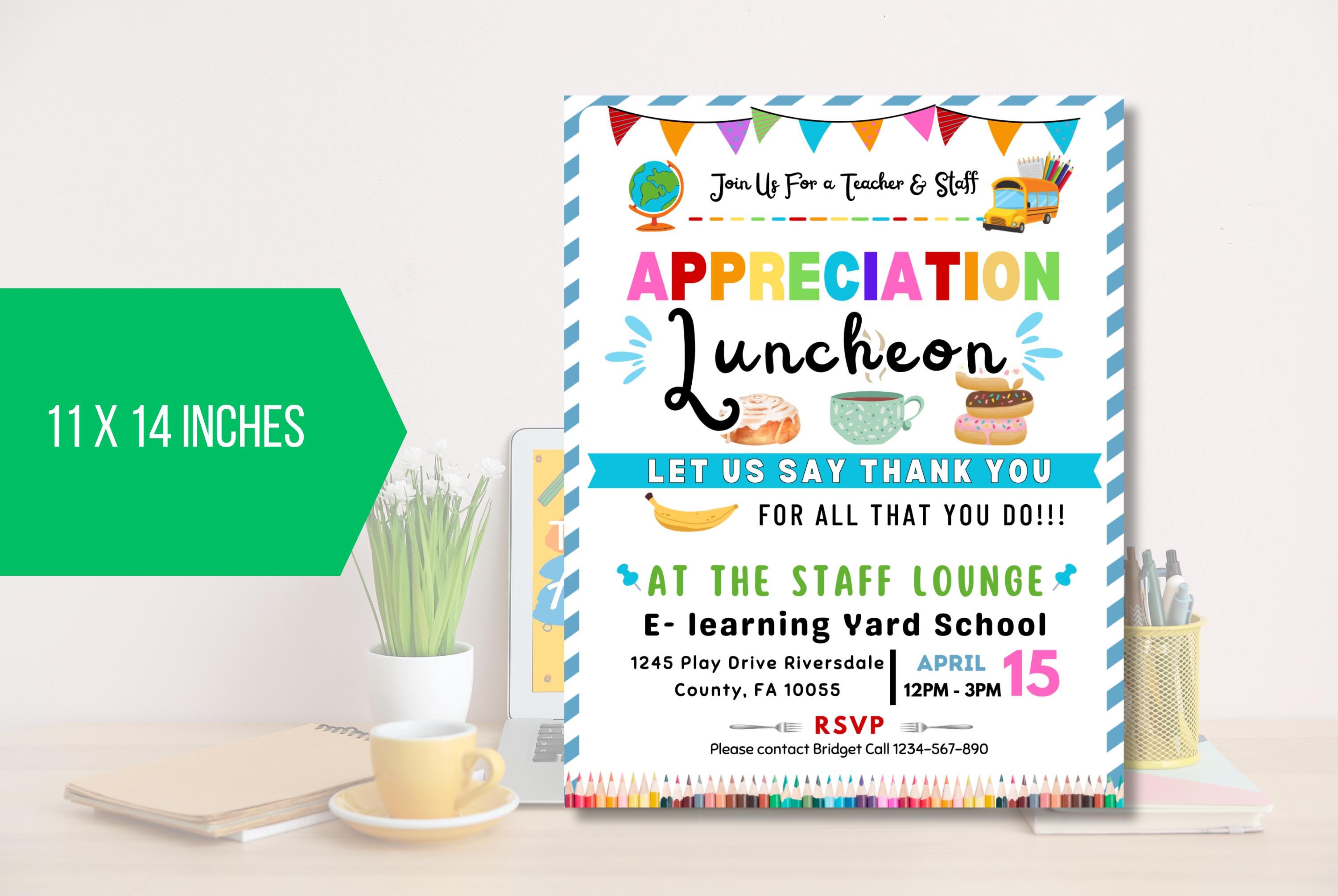 EDITABLE Teacher Staff Appreciation Luncheon Invitation Flyer ...