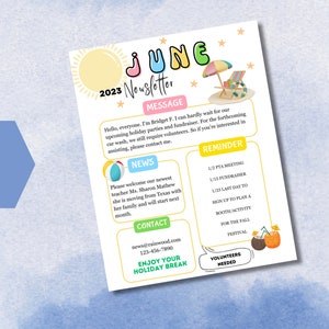 EDITABLE June PTO Newsletter Template, Classroom Printable Handout ...