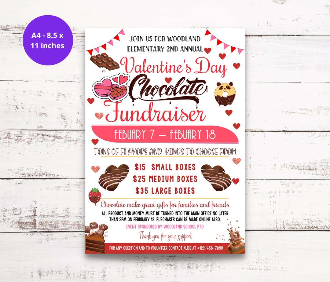 Valentine's Day Chocolate Candy Fundraiser Flyer, Printable Candy ...