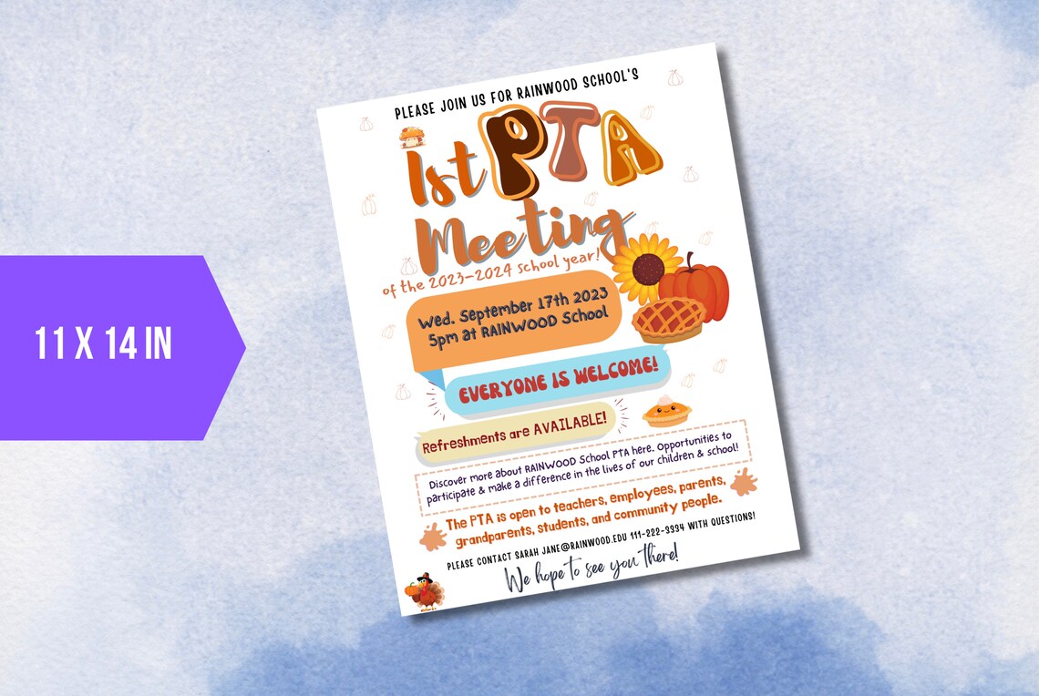 EDITABLE PTA Meeting Handout Flyer, School Information Meeting Flyer ...