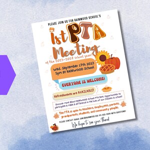 EDITABLE PTA Meeting Handout Flyer, School Information Meeting Flyer ...