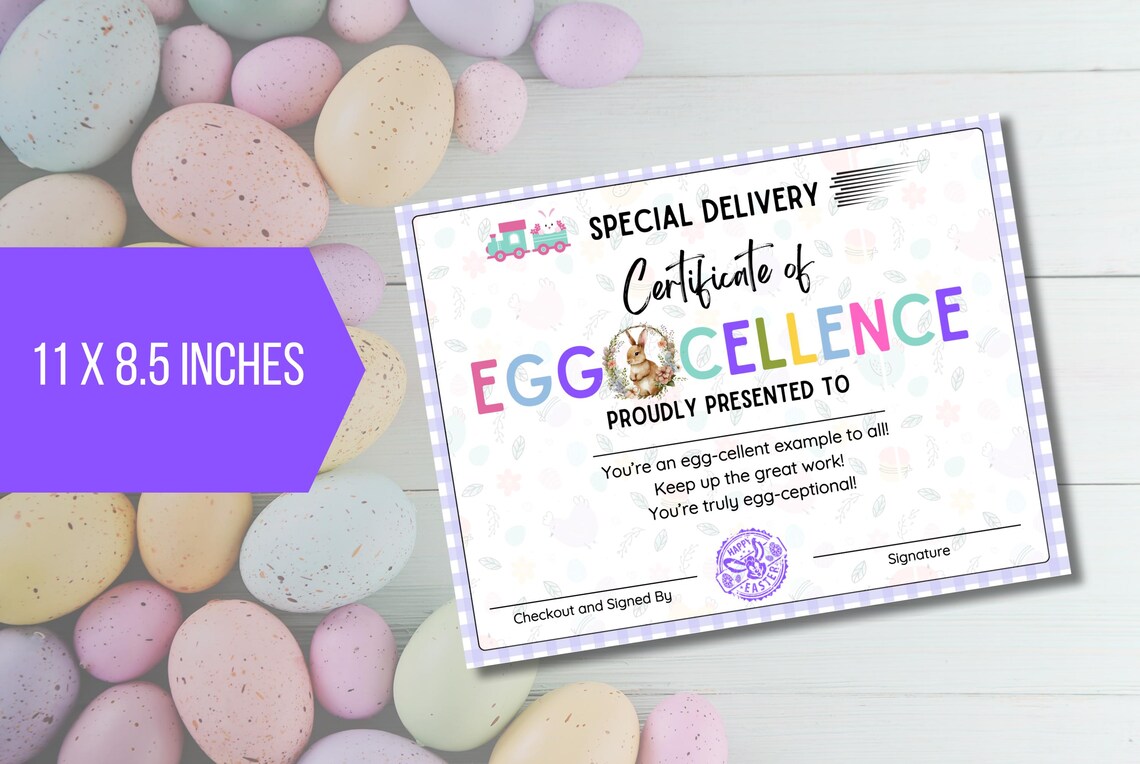 EDITABLE Easter Certificate of Egg-cellence, Easter Party, Easter Egg ...