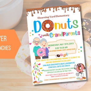 EDITABLE Donuts With Grandparents Flyer, School Grandparents Event ...