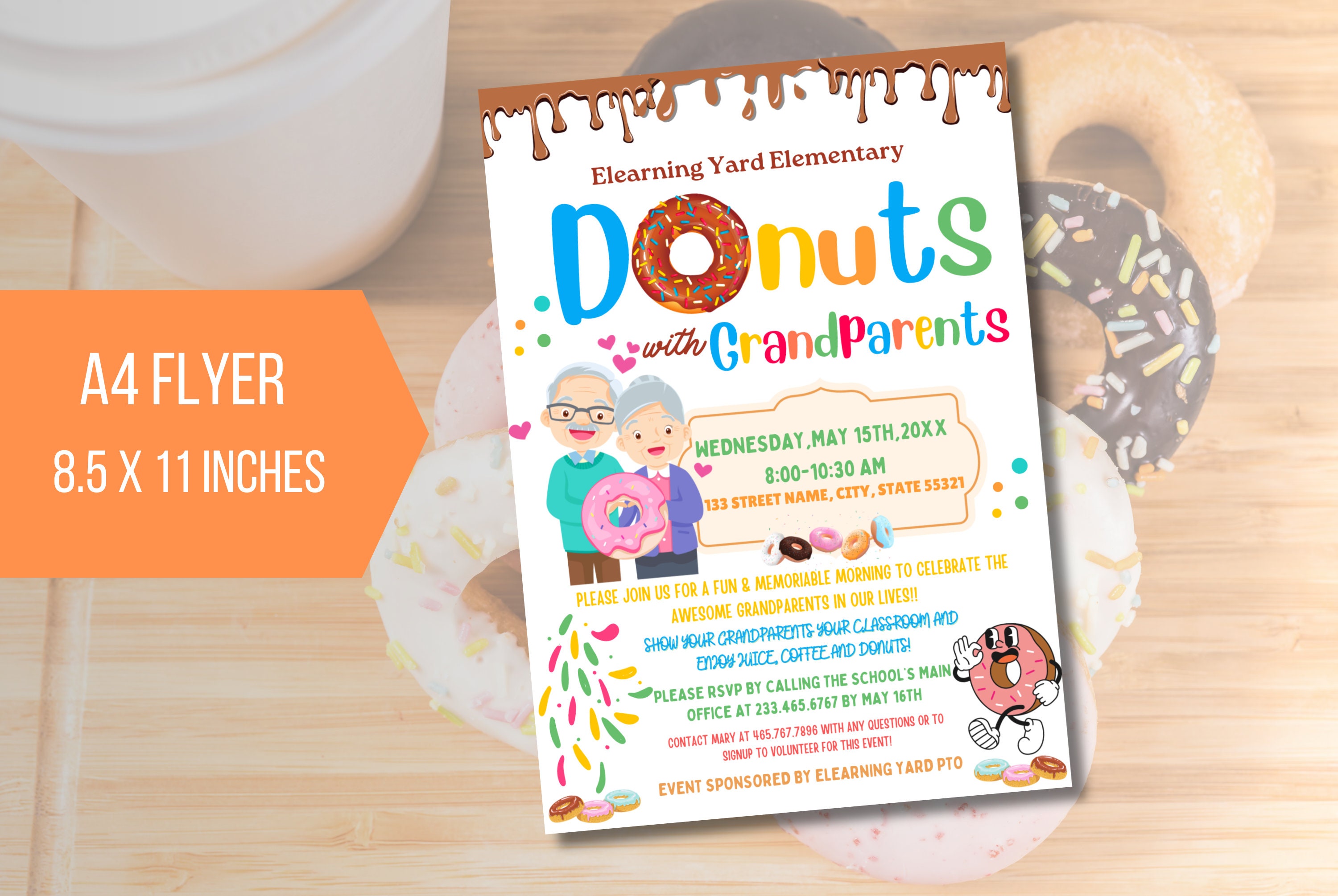 EDITABLE Donuts With Grandparents Flyer, School Grandparents Event ...