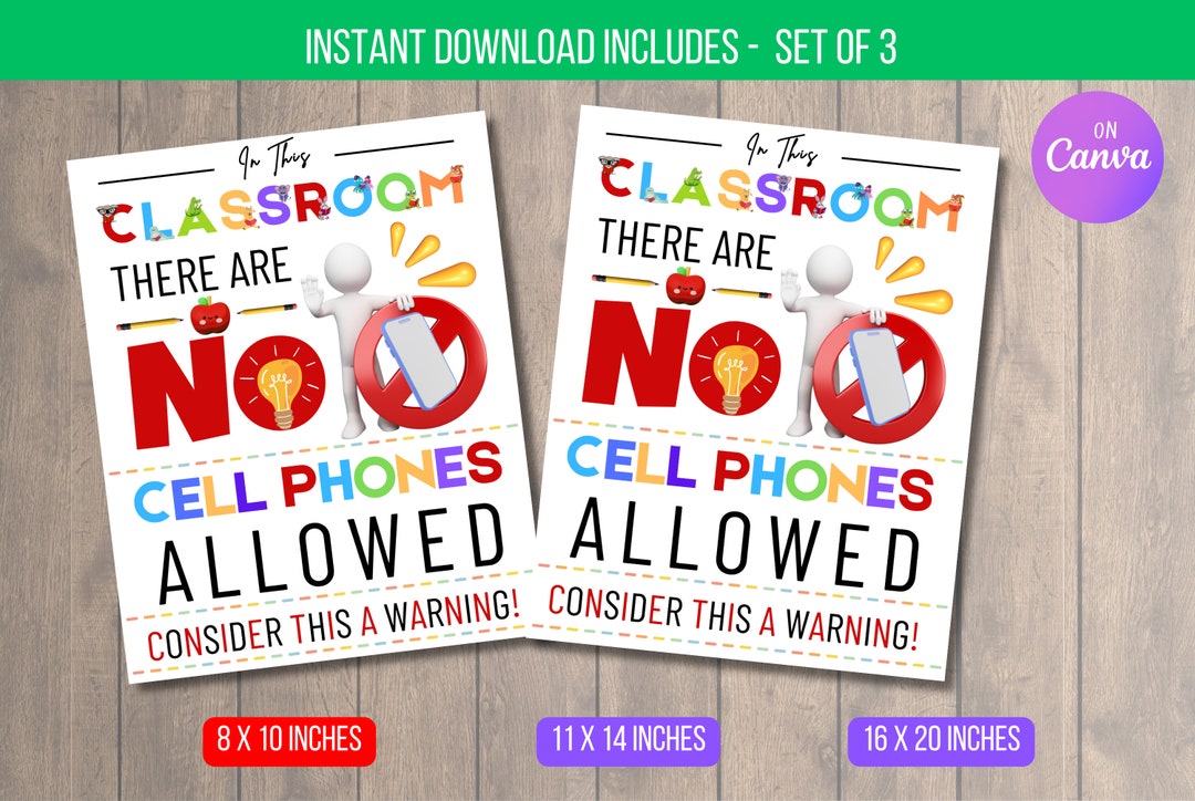 EDITABLE No Cellphones Allowed Wall Sign Classroom Poster, Classroom ...