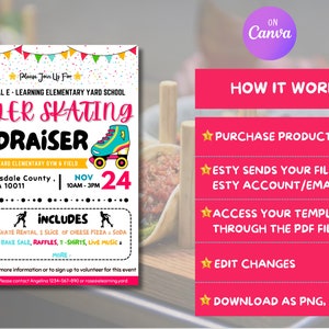 EDITABLE Roller Skate Fundraiser, Family Skate Night, School Dance ...