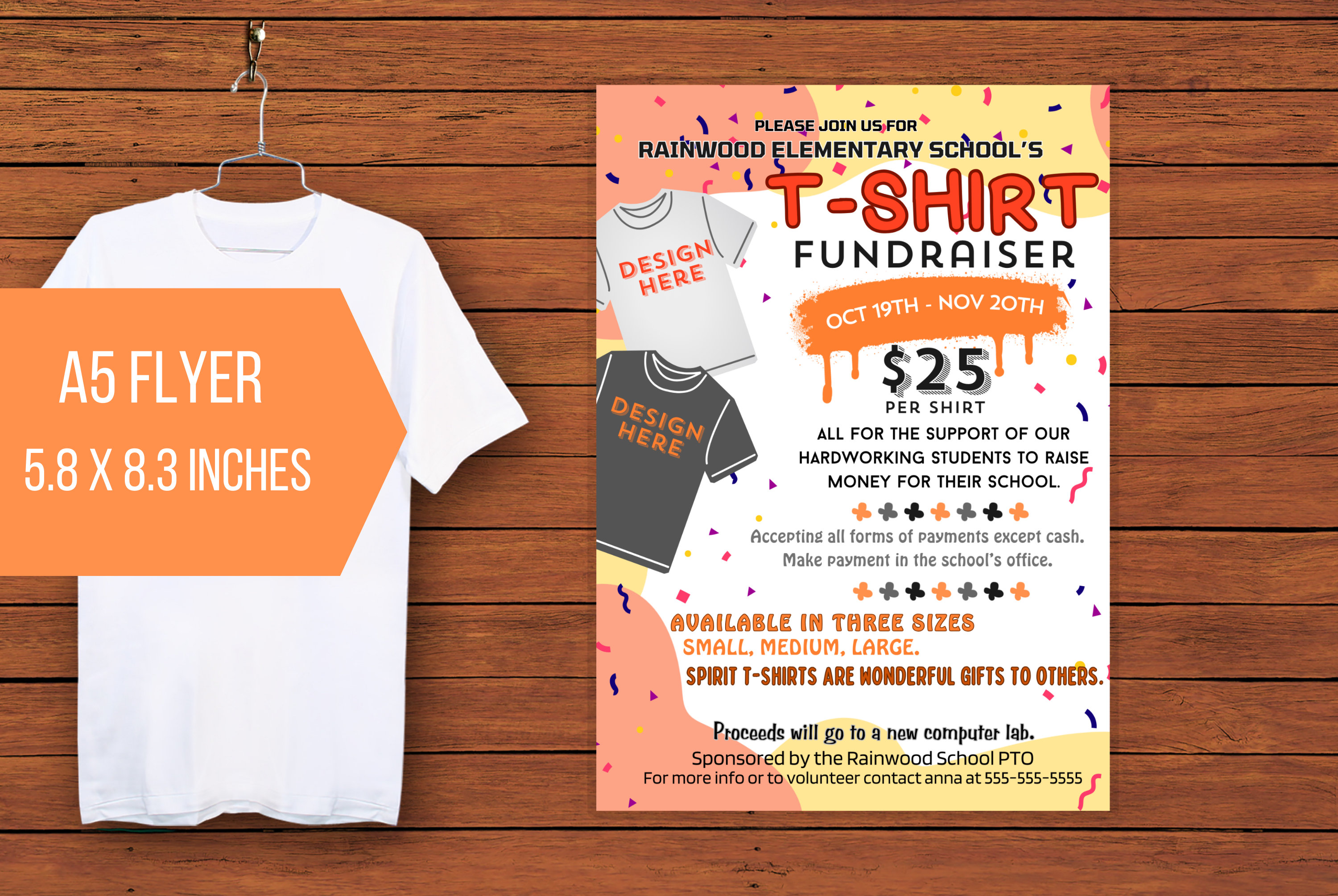T-shirt Fundraiser Flyer Printable PTO PTA Sale Clothing - Etsy