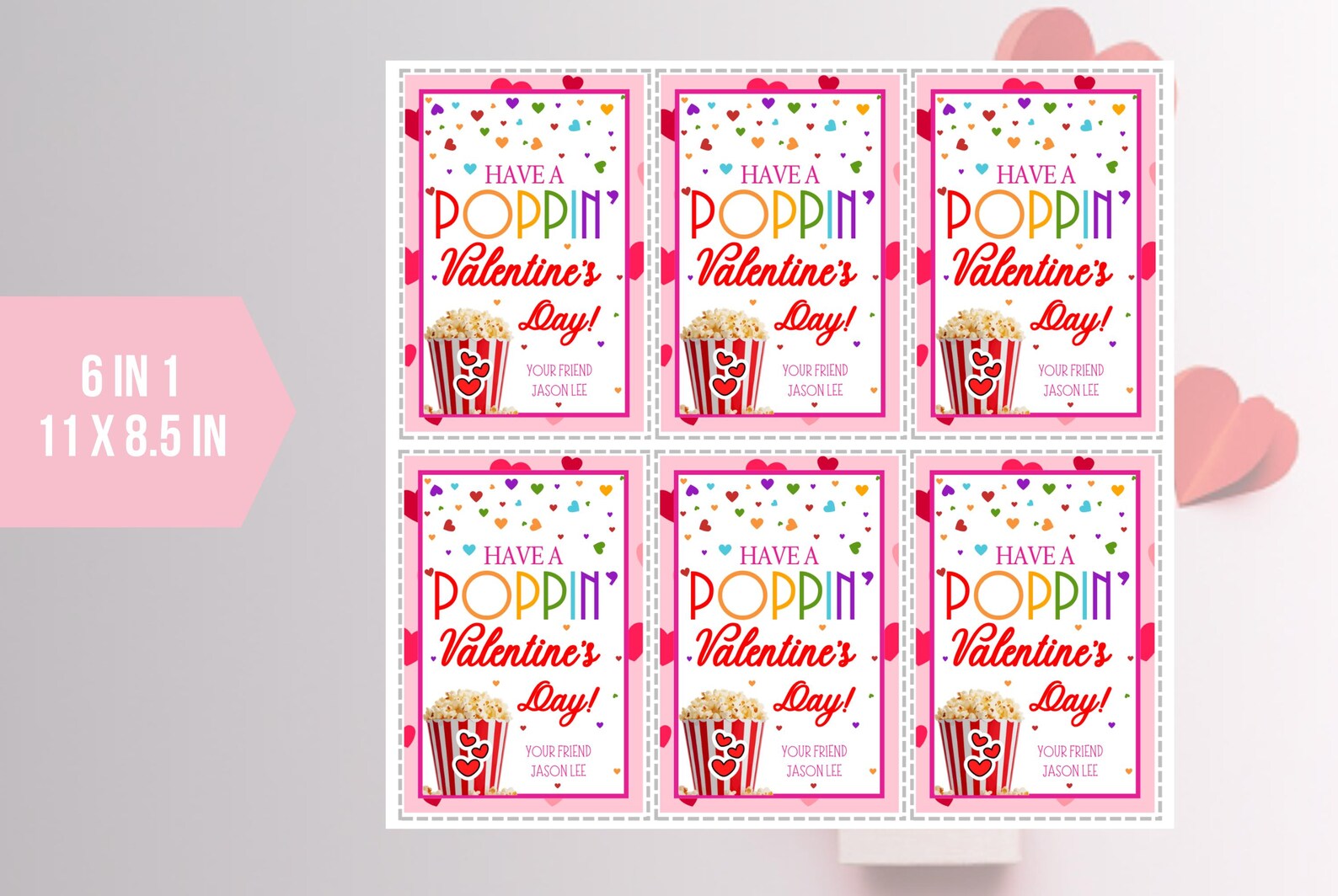 EDITABLE Popcorn Valentine's Day Tag, Have A POPPIN Valentine's Day ...