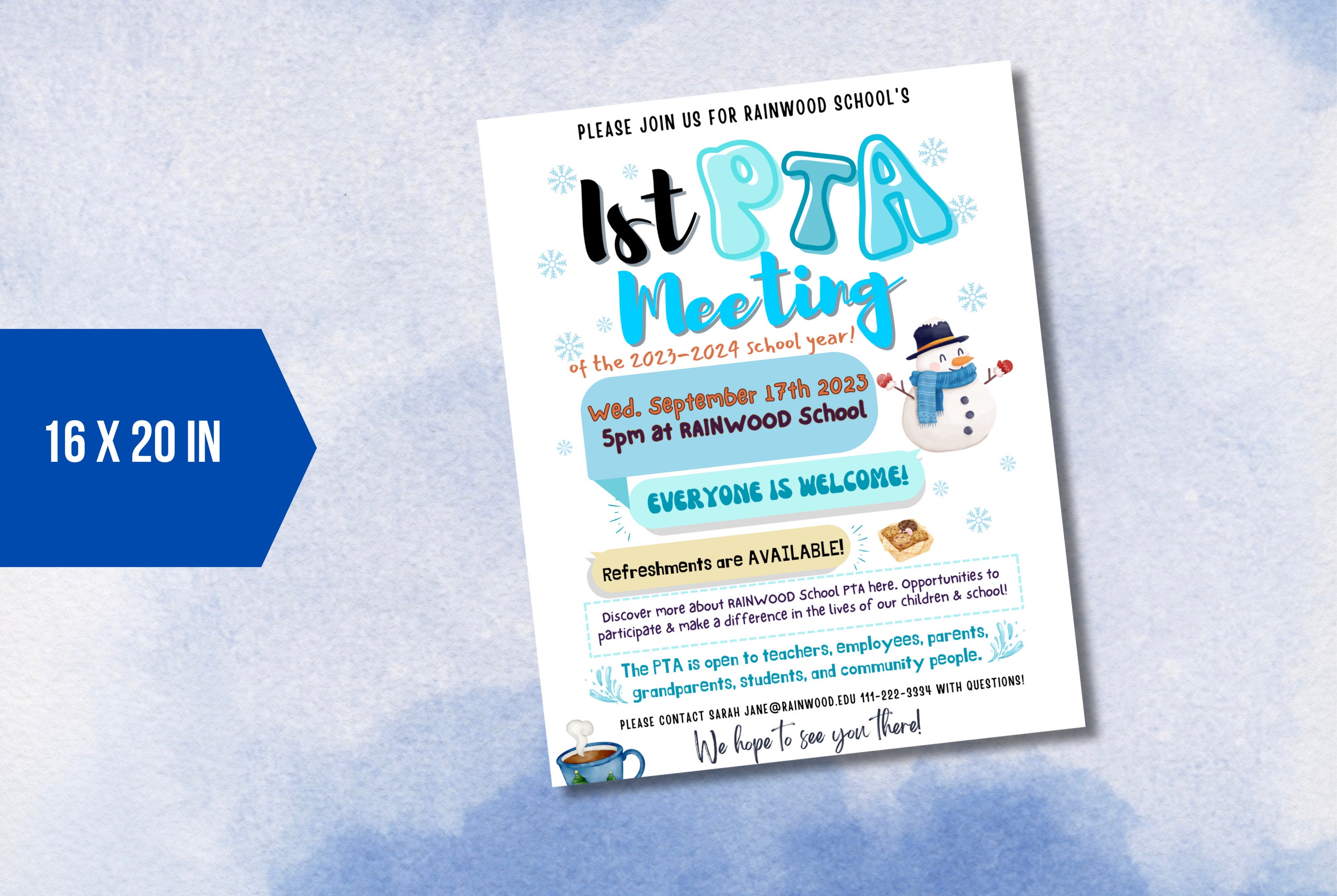 EDITABLE PTA Meeting Handout Flyer School Information Meeting - Etsy