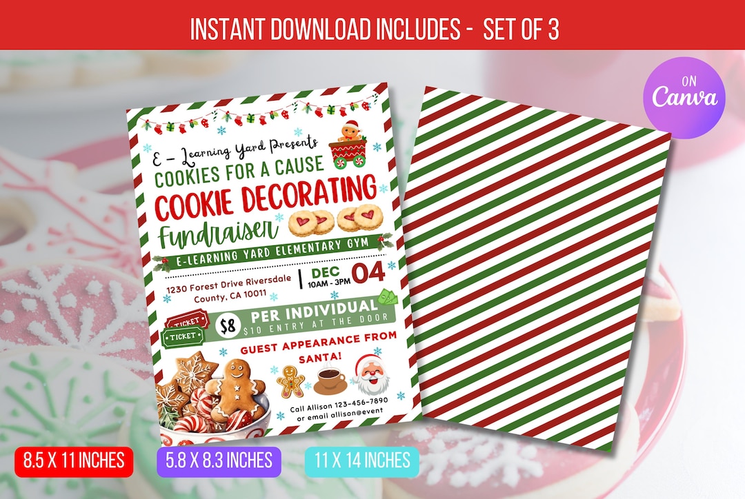 EDITABLE Cookie Decorating Fundraiser Flyer, PTA PTO Holiday Fundraiser ...