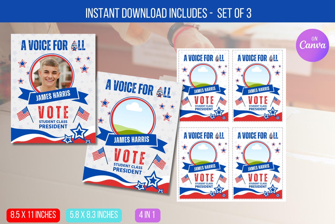 EDITABLE Presidential Campaign Poster, Lead Inspire & Succeed Class ...