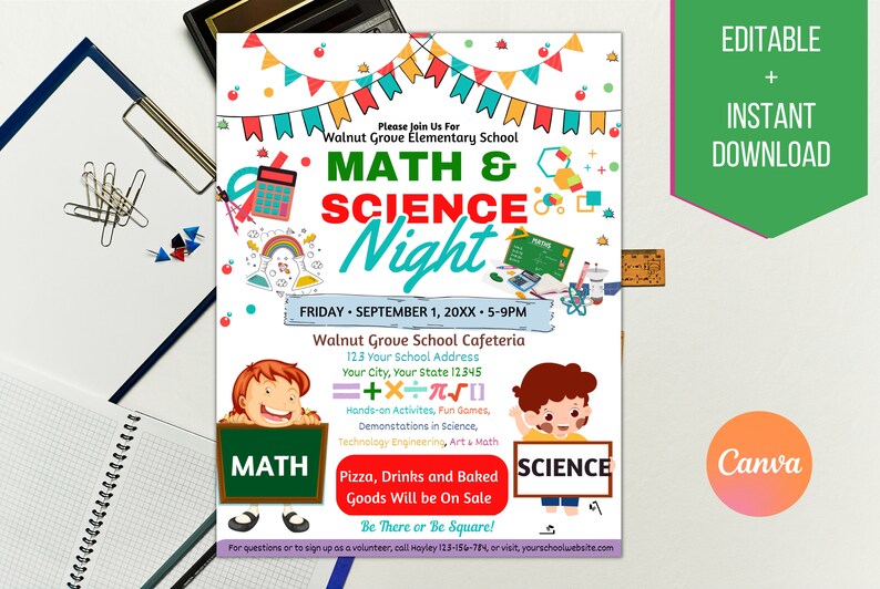 Editable Math and Science Night Flyer PTO PTA School Flyer - Etsy