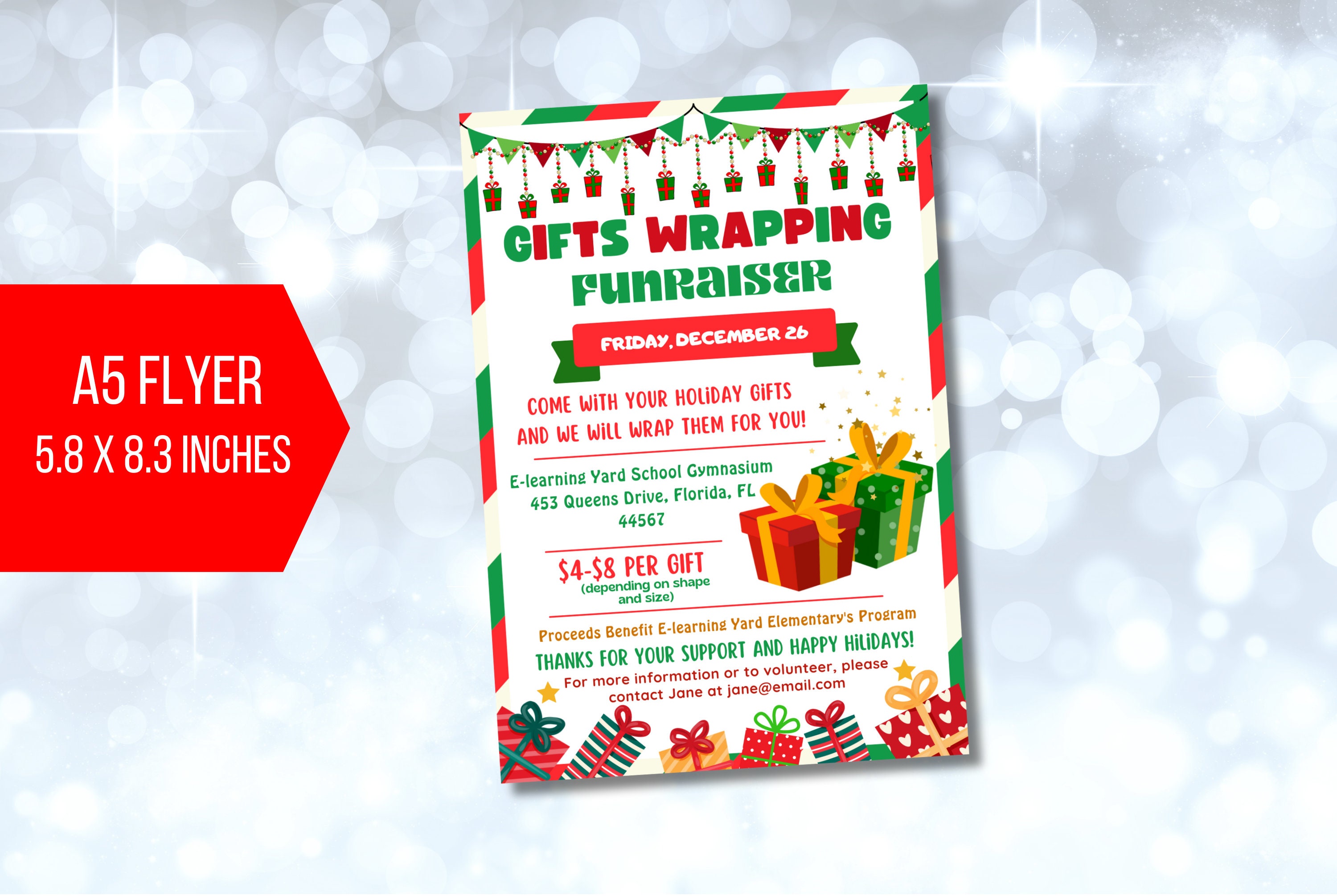 EDITABLE Christmas Gift Wrapping Fundraiser Flyer Template, Non-profit ...