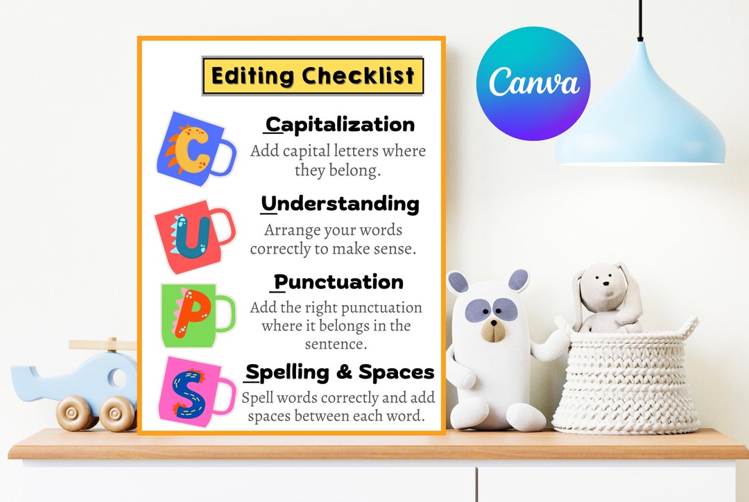 CUPS Editing Writing Strategy Checklist Poster English - Etsy