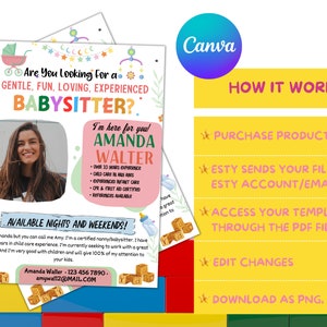 Editable Babysitter Flyer, Childcare Services Community Caretaker ...