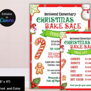 EDITABLE Christmas Bake Sale Flyer - School Bake Sale Flyer - Church ...