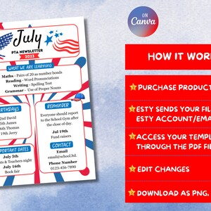 EDITABLE July Newsletter Template, Classroom Printable Handout Flyer ...
