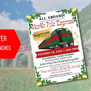 EDITABLE Northpole Express Train Flyer With Ticket, Santa Flyer and ...