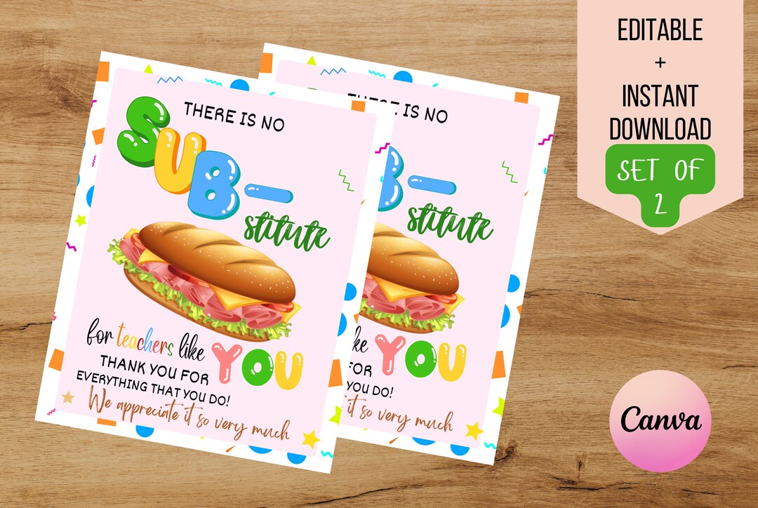 Printable Sub Sandwich Gift Tag, Bo Sub-statute for You Gift Tag ...