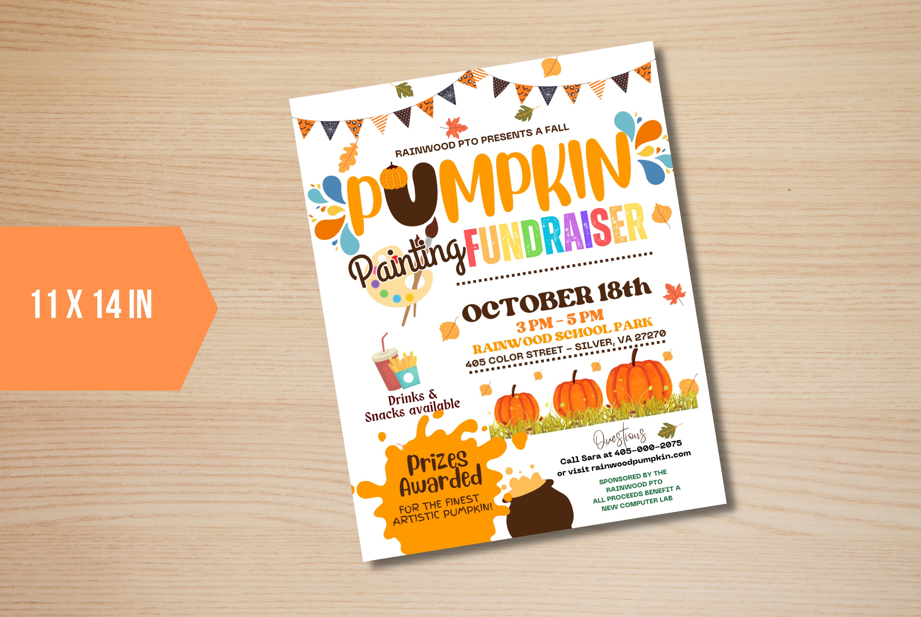 EDITABLE Pumpkin Painting Fundraiser Invitation Flyer School - Etsy