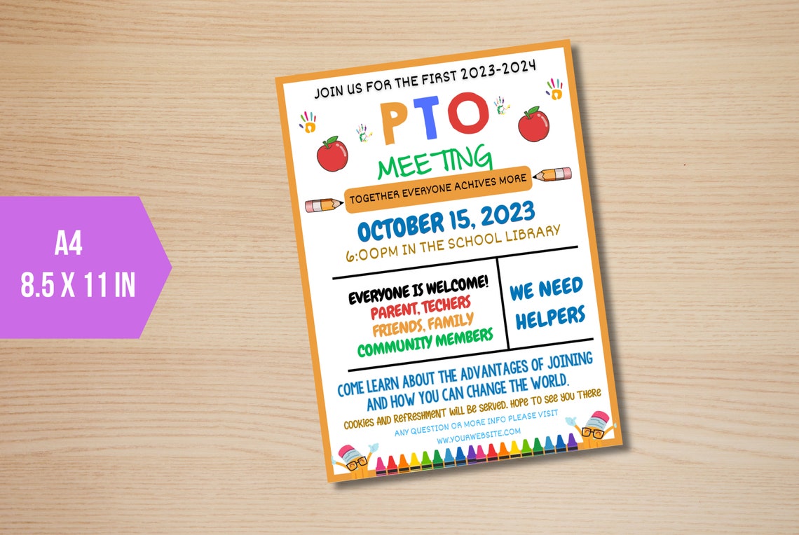 EDITABLE PTO PTA Meeting Handout Flyer School Fundraiser - Etsy