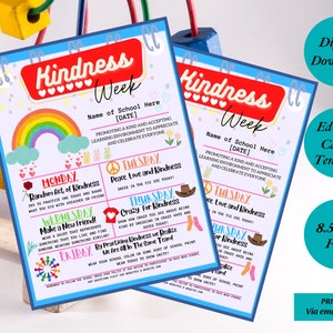 Kindness Week Itinerary Flyer, Diversity Inclusion, Printable Editable ...