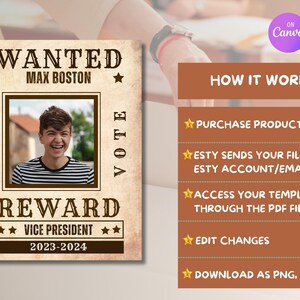 EDITABLE Presidential Campaign Poster, WANTED Homecoming Queen ...