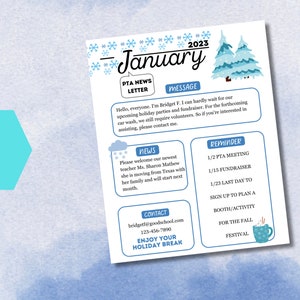 EDITABLE January Newsletter Template, Classroom Printable Handout Flyer ...