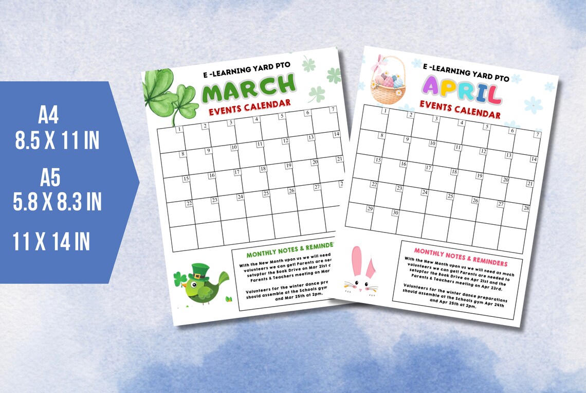 EDITABLE Monthly Event Calendar Flyer Template, Year at a Glance ...