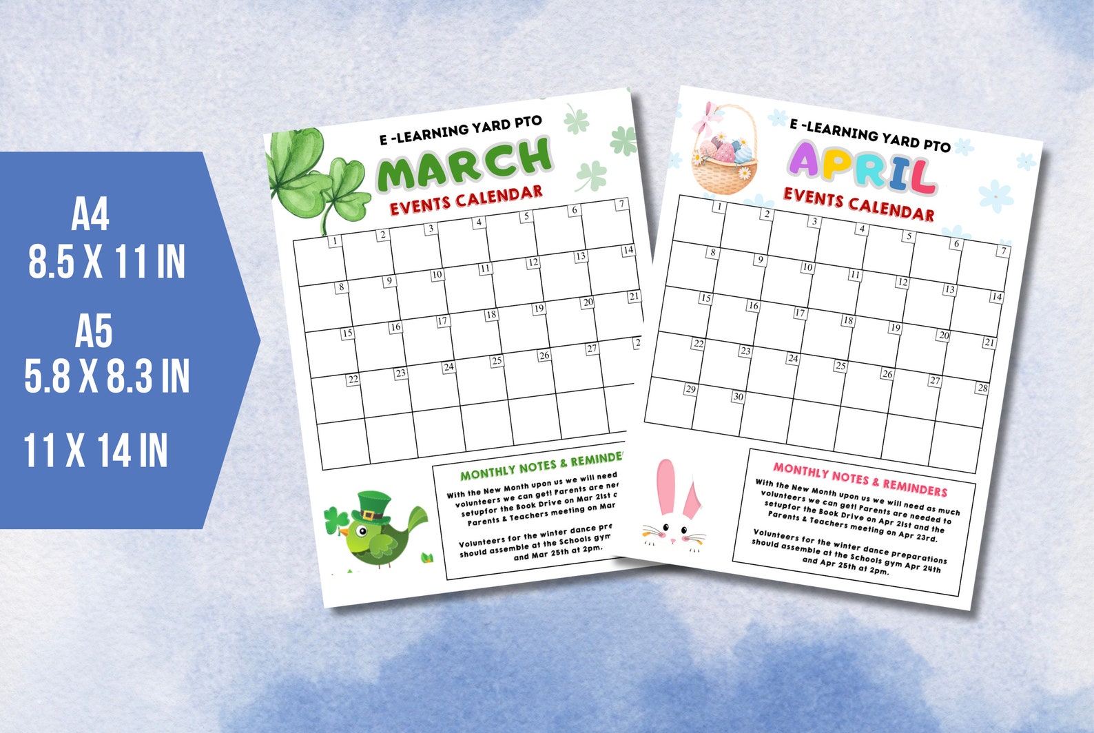 EDITABLE Monthly Event Calendar Flyer Template, Year at a Glance ...