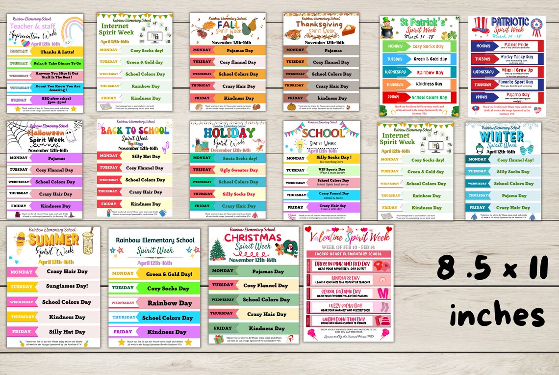 Spirit Week Bundle. Spirit Week Flyers. Christmas Spirit Week, Patriot ...