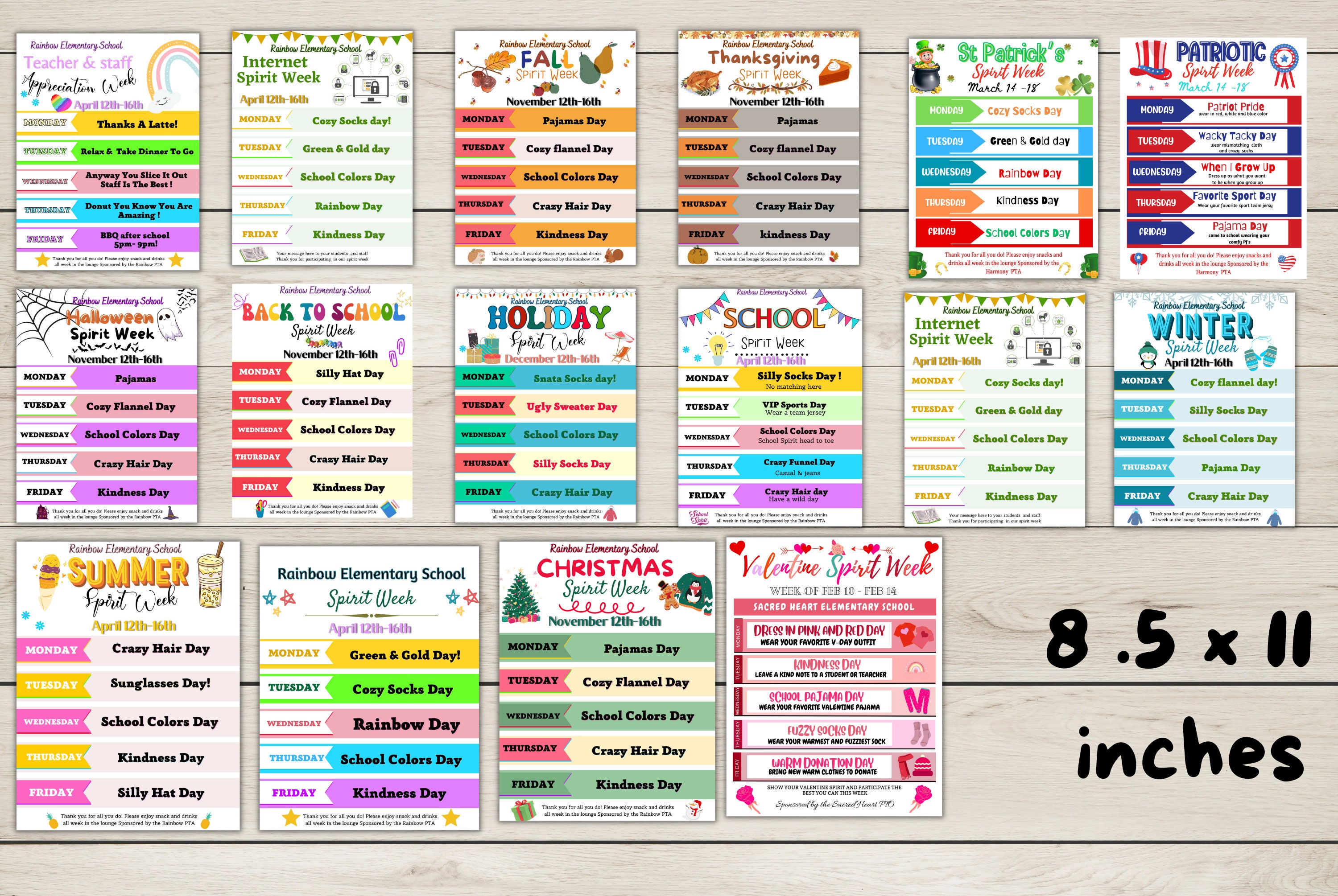 Spirit Week Bundle. Spirit Week Flyers. Christmas Spirit Week - Etsy