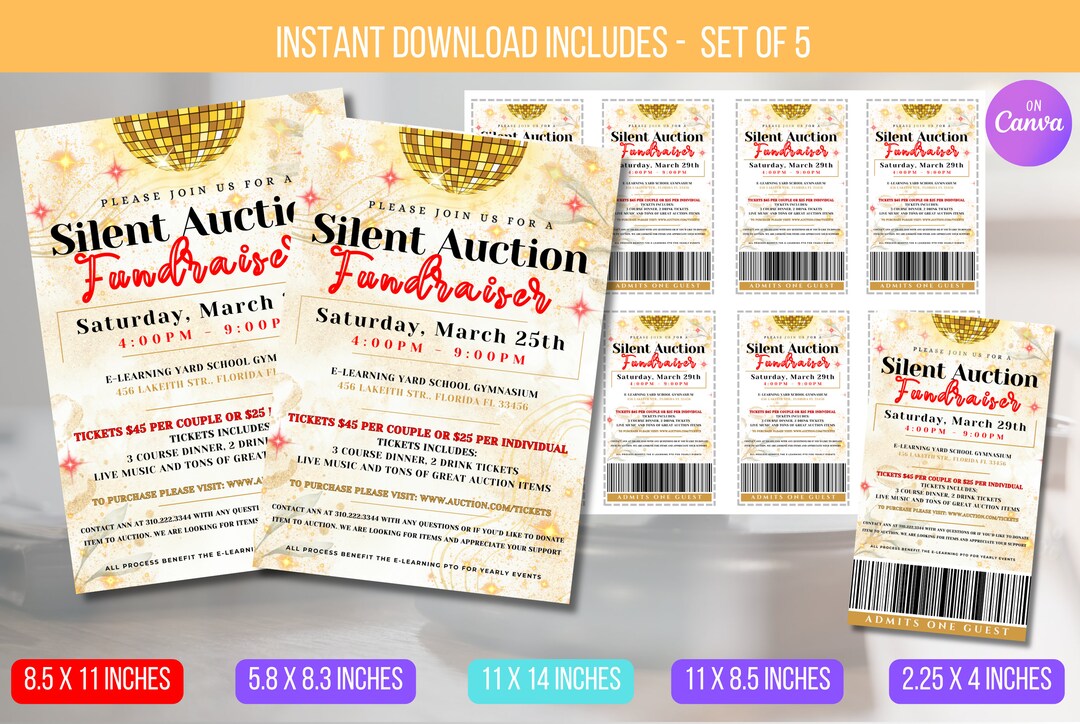 EDITABLE Silent Auction Fundraiser Template, Auction Fundraiser Invite ...