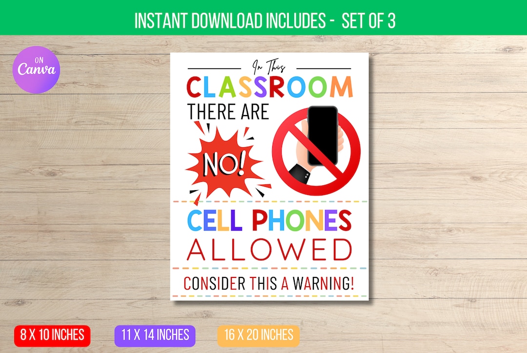 EDITABLE No Cellphones Allowed Wall Sign Classroom Poster, Classroom ...