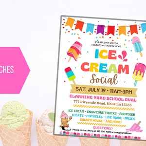 EDITABLE Ice Cream Social Flyer, School Appreciation Week, Ice Cream ...
