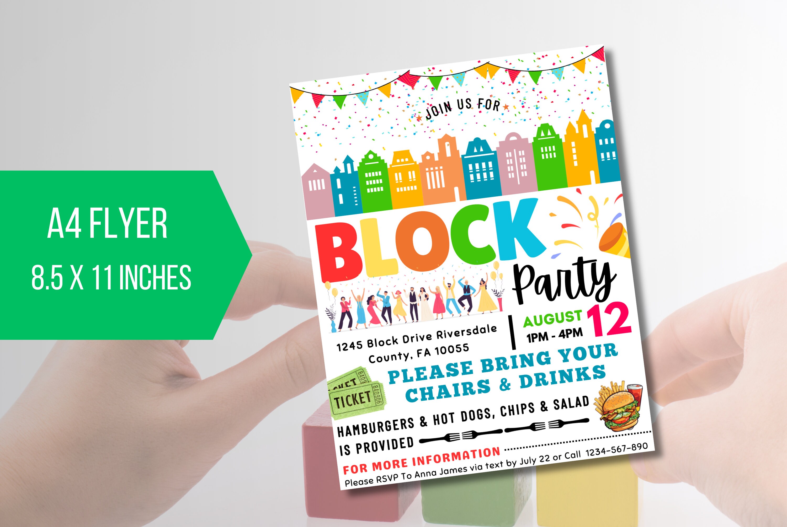 EDITABLE Block Party Invitation, Street Party, Community Dinner Flyer ...