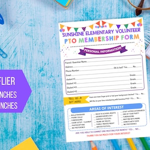 Editable PTO Flyer Bundle, Printable School PTO Information Forms ...