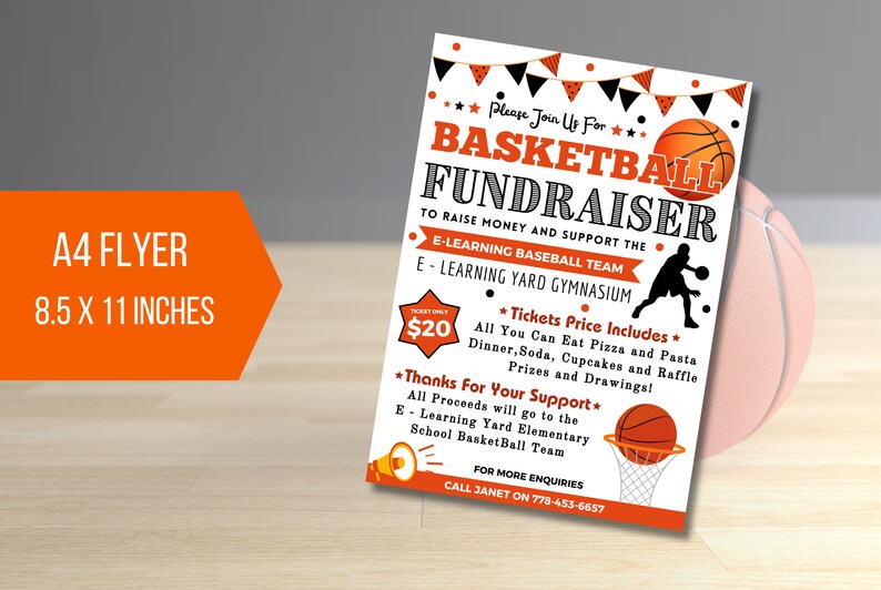 EDITABLE Basketball Fundraiser Flyer, School Community Benefit Poster ...
