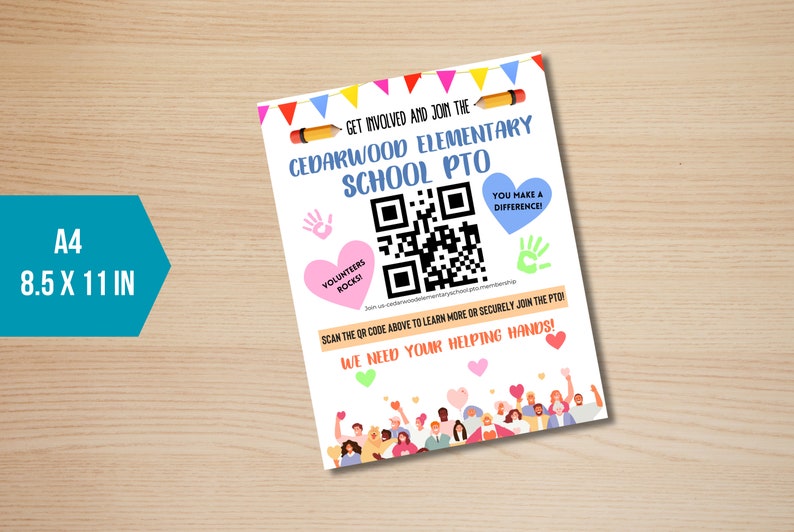 EDITABLE School Pto Pta Recruitment Flyer With QR Code, Printable ...
