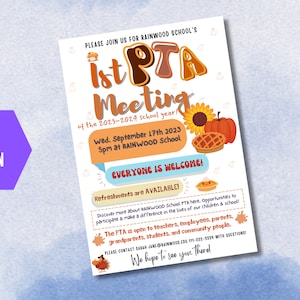 EDITABLE PTA Meeting Handout Flyer, School Information Meeting Flyer ...