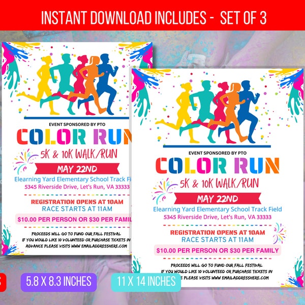 Color Run Flyer - Etsy