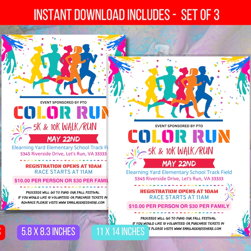 Flyer for 5k Color Run - Etsy UK
