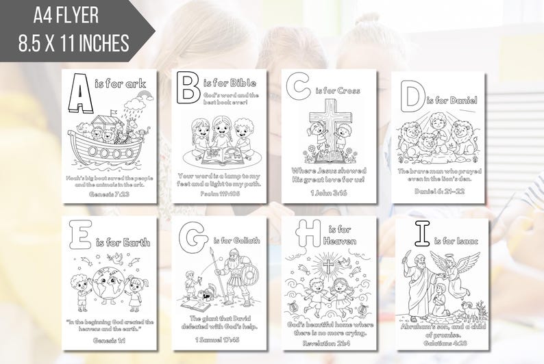 EDITABLE 26 Bible ABC Coloring Sheets for Kids, Bible Verse Coloring ...