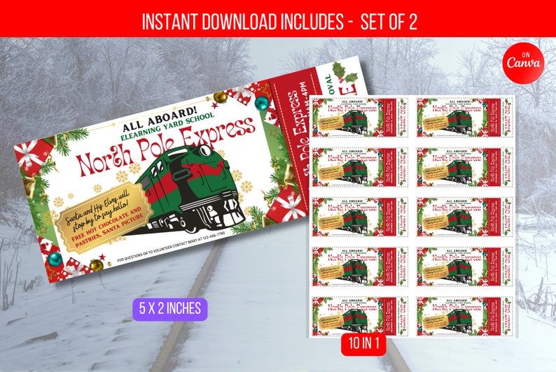 EDITABLE Northpole Express Train Ticket, Santa Flyer and Invitation ...