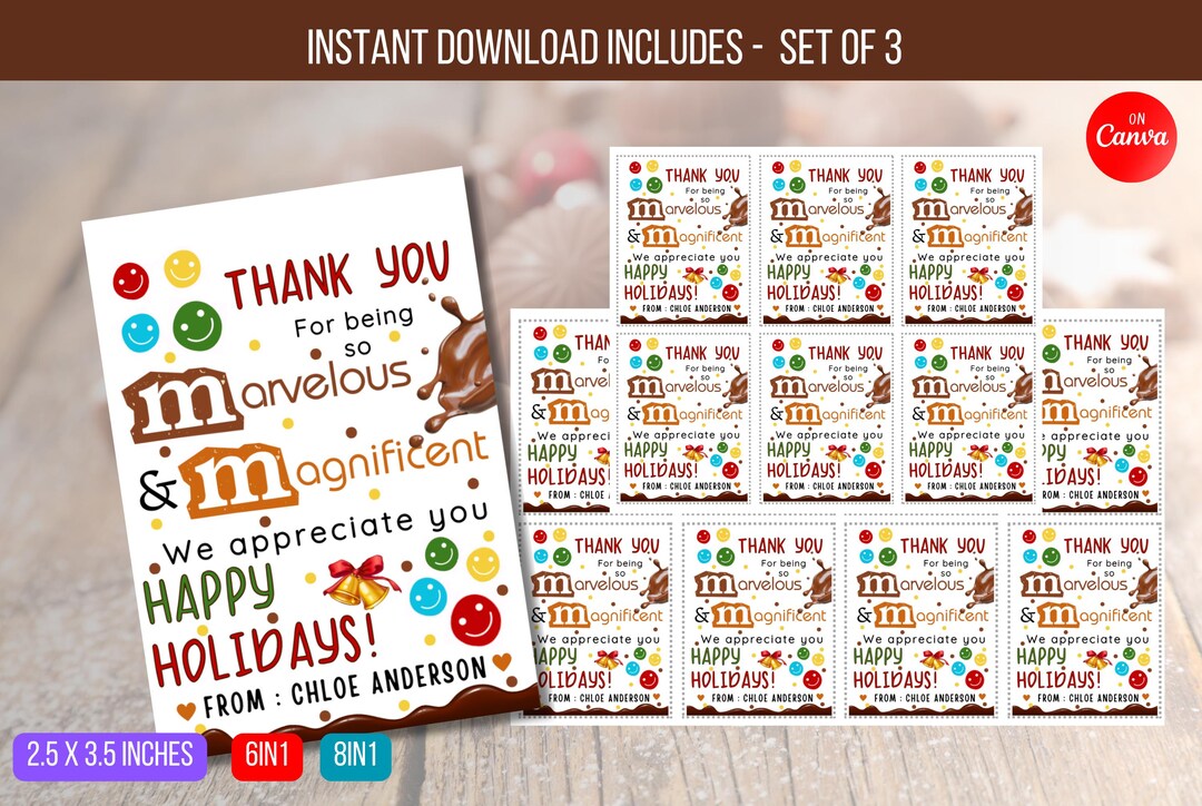 EDITABLE Thanks for Being Magnificent & Marvelous Tags, Staff ...