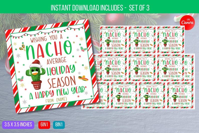 EDITABLE Nacho Average Christmas Gift Tag, Nachos Holiday Gift Tag ...