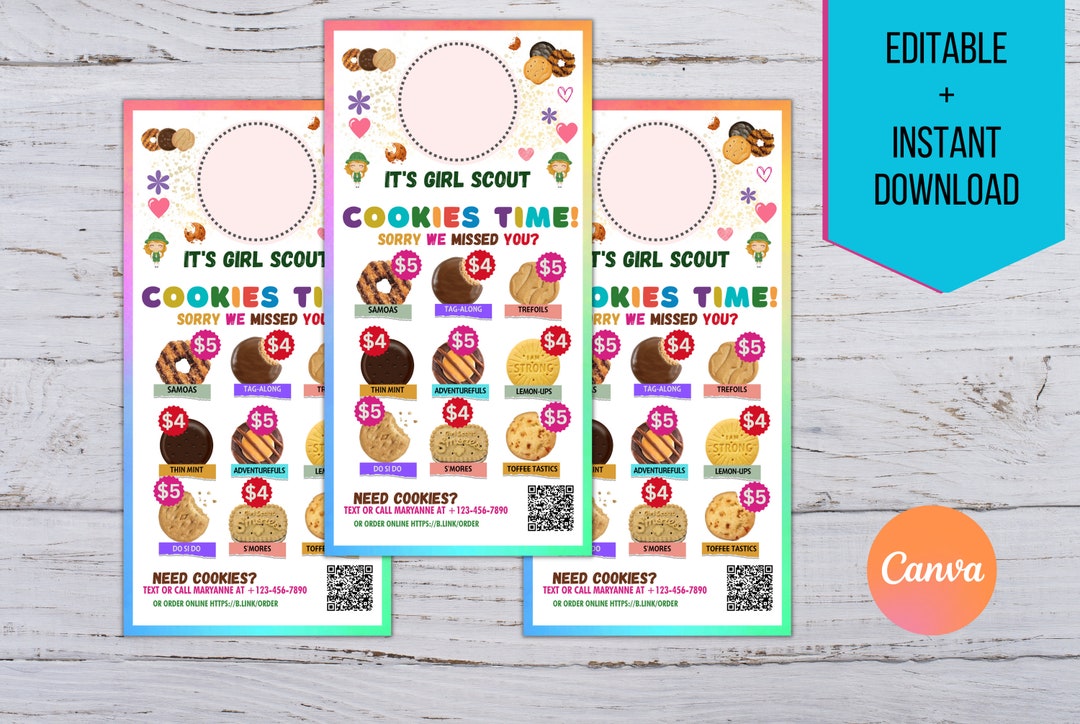 Girl Scout Cookie Postcard, LBB ABC Baker Cookie Price Menu, Cookie ...