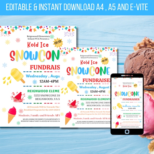 Snowcone Ticket Template - Etsy